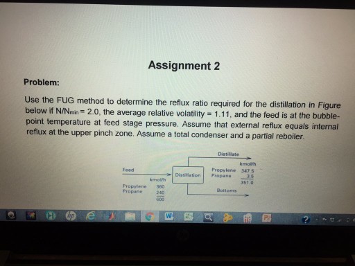 Solved Use the FUG method to determine the reflux ratio | Chegg.com