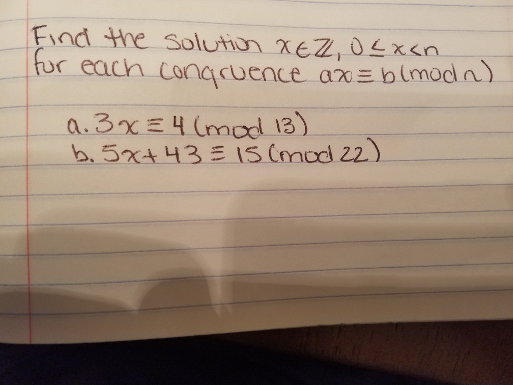Solved Find the solution xEZ,02x | Chegg.com