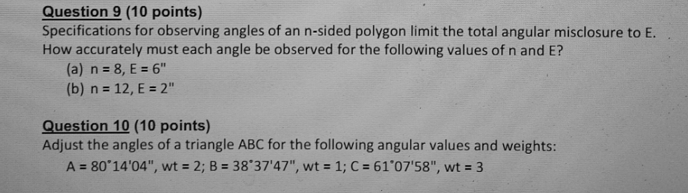 Specifications for observing angles of an n-sided | Chegg.com