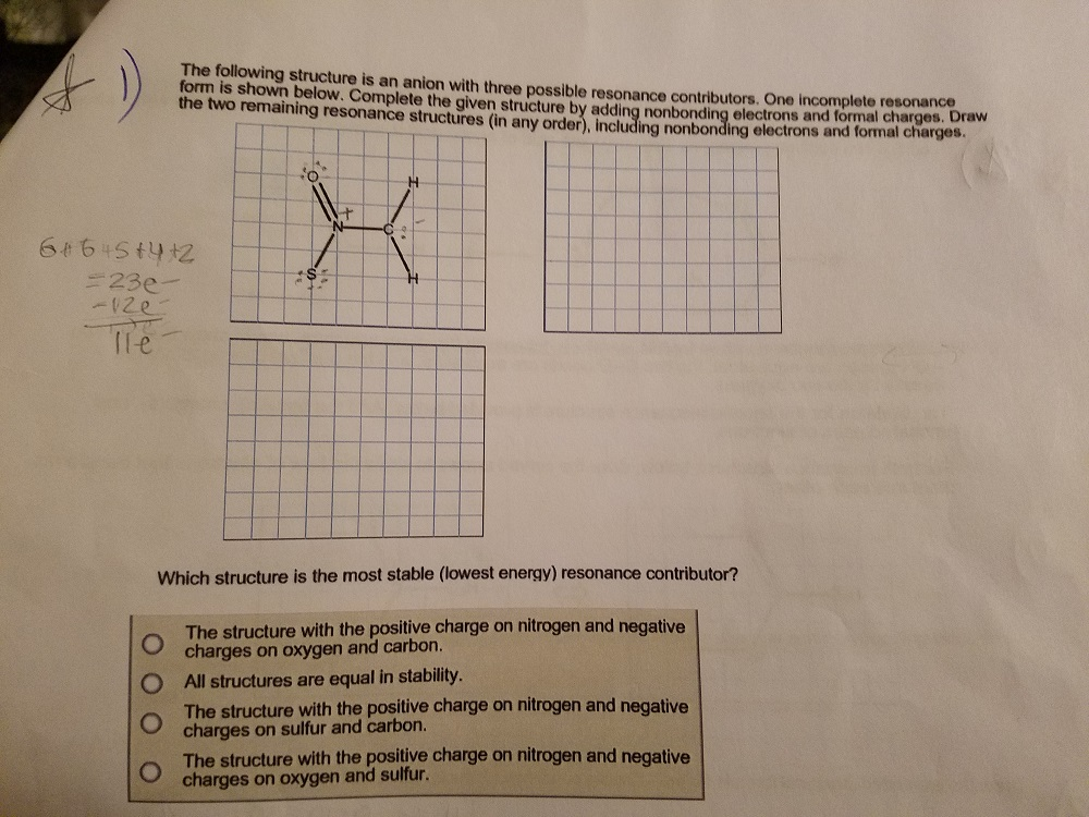 Solved The following structure is anion with three possible | Chegg.com