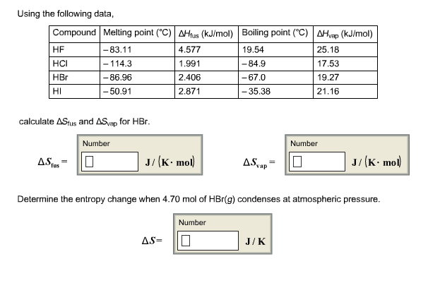 Solved Using the following data, calculate Delta S_fus and | Chegg.com
