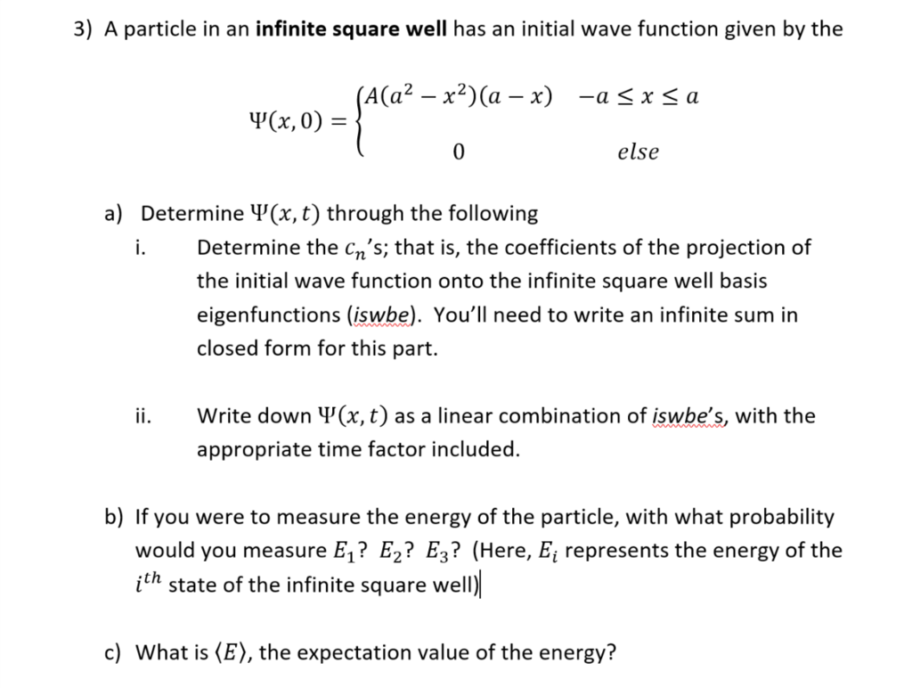 Solved ) A particle in an infinite square well has an | Chegg.com