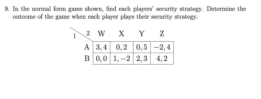 Solved In the normal form game shown, find each players' | Chegg.com