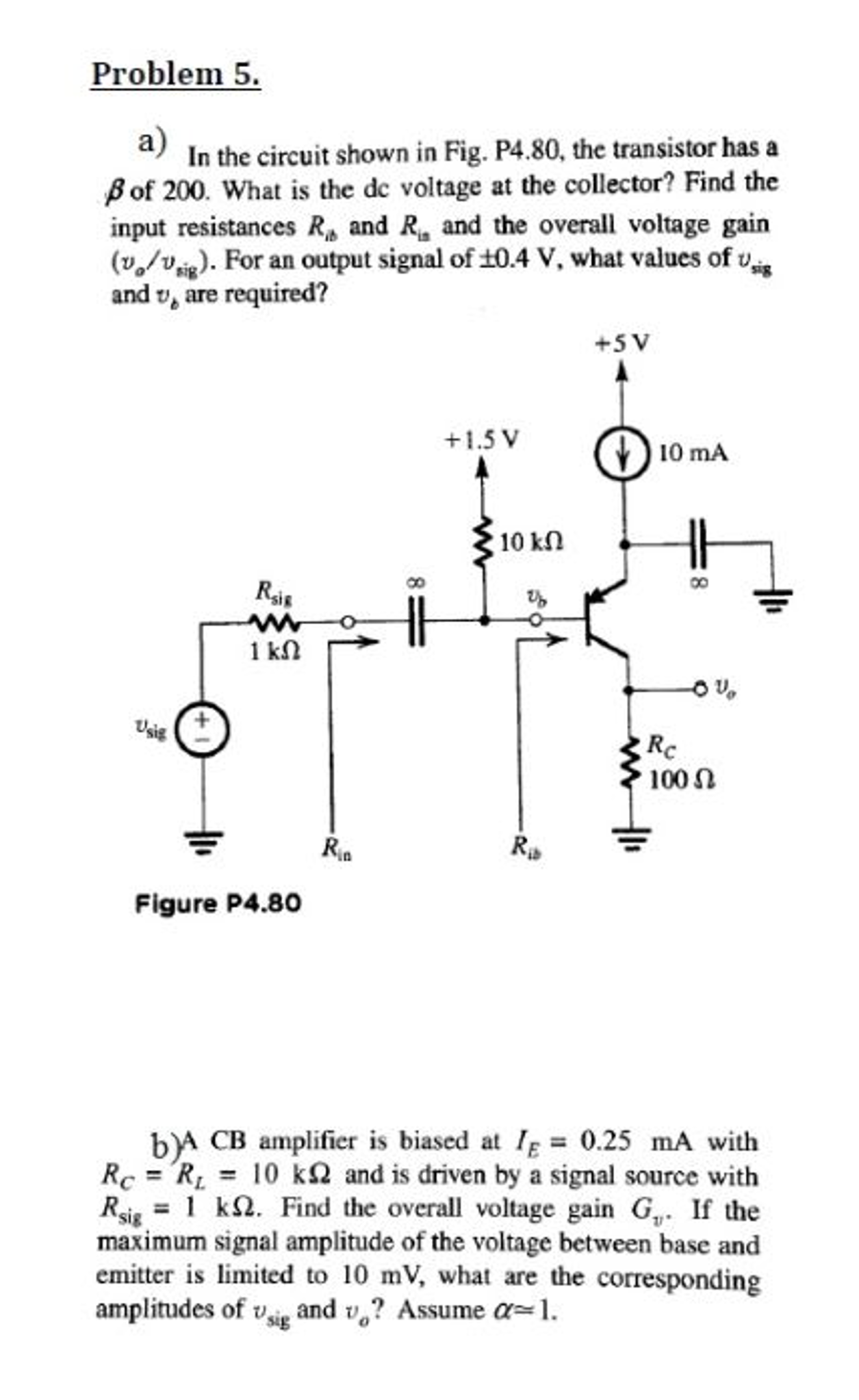 Solved In the circuit shown in Fig. P4.80. the transistor | Chegg.com