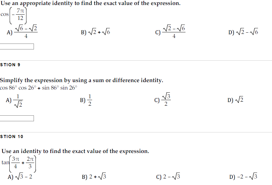 Solved Use an appropriate identity to find the exact value | Chegg.com