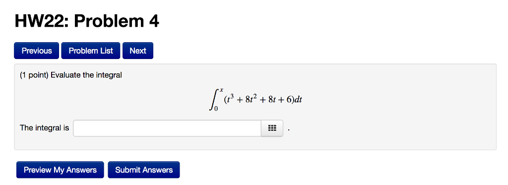 Solved HW22: Problem 4 Previous Problem List Next (1 point) | Chegg.com