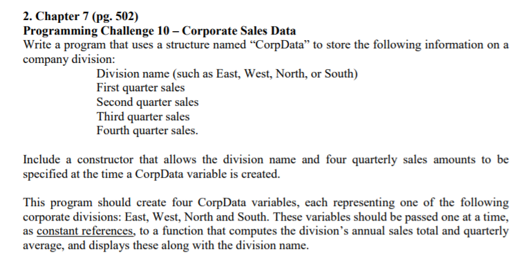 Solved 2. Chapter 7 (pg. 502) Programming Challenge 10- | Chegg.com