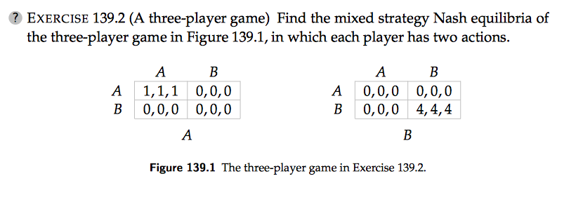Solved (A three-player game) Find the mixed strategy Nash | Chegg.com
