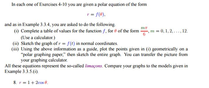Solved In each one of Exercises 4-10 you are given a polar | Chegg.com