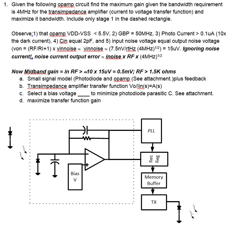 1. Given the following opamp circuit find the maximum | Chegg.com