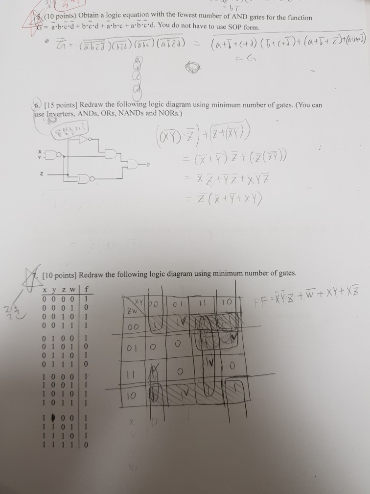 Solved (10 points) Obtain a logic equation with the fewest | Chegg.com