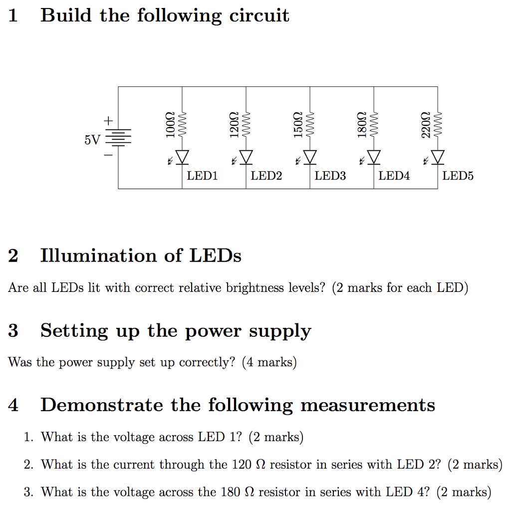 Solved 1 Build the following circuit LED1 LED2 LED3 LED4 | Chegg.com