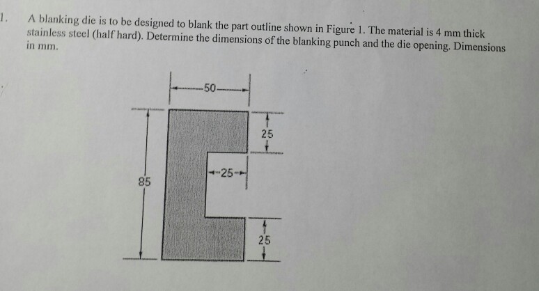 Solved . A blanking die is to be designed to blank the part | Chegg.com