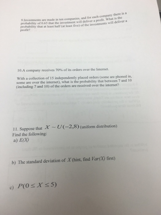 Solved Investments are made in ten companies, and for each | Chegg.com