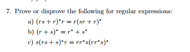Solved Prove or disprove the following for regular | Chegg.com