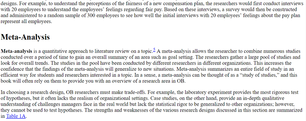 Solved Appendix Research Designs Used in Organizational | Chegg.com
