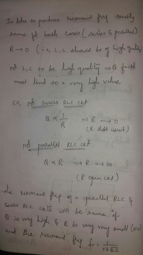 (Solved) - The resonant frequency of a parallel circuit is ...