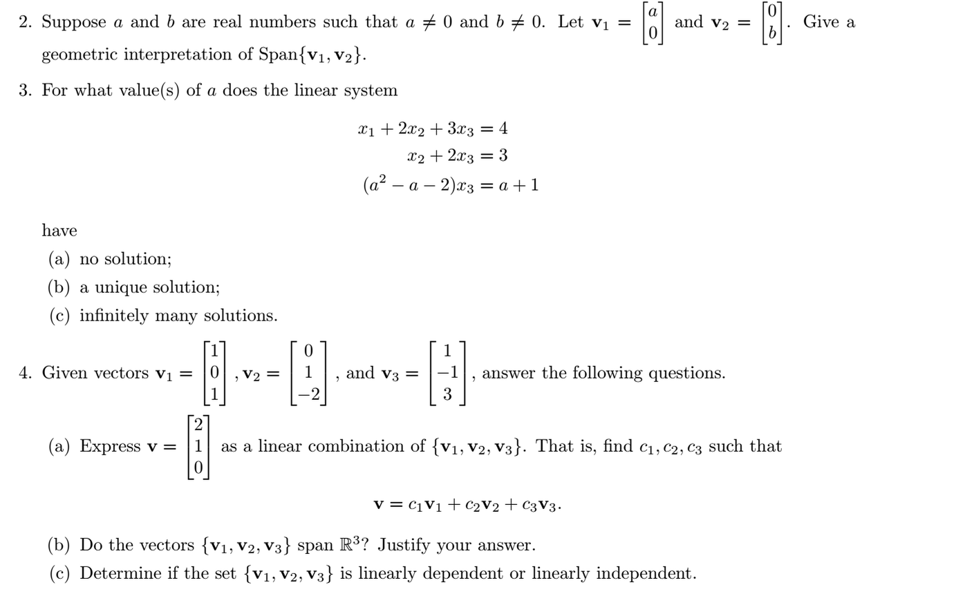 Solved I need some help with geometric interpretation and | Chegg.com