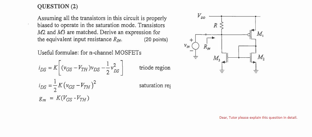 Solved Assuming All The Transistors In This Circuit Is