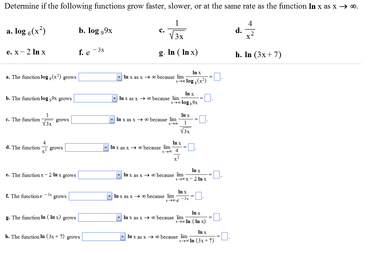 Solved Determine if the following functions grow faster, | Chegg.com