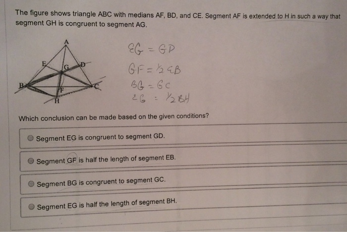 Solved The figure shows triangle ABC with medians AF, BD, | Chegg.com
