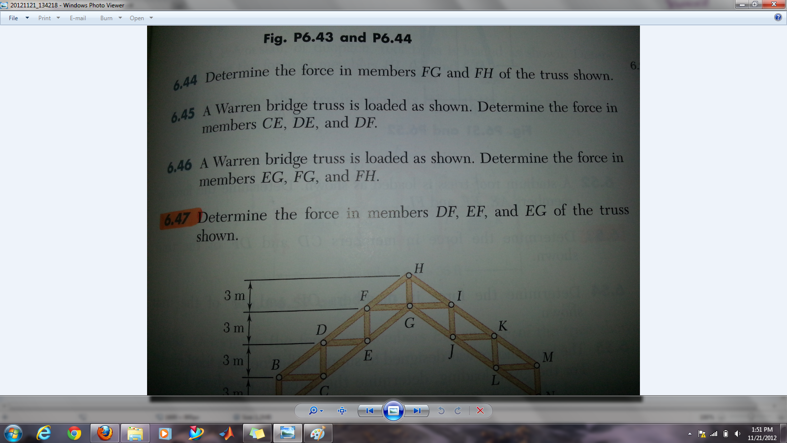 Solved Determine The Force In Members Df Ef And Eg Of The