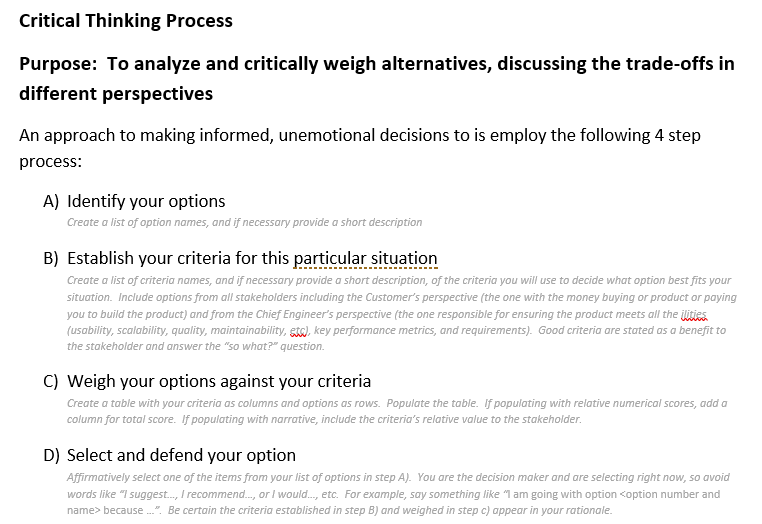Question#3) Using Critical Thinking Process, Compare | Chegg.com