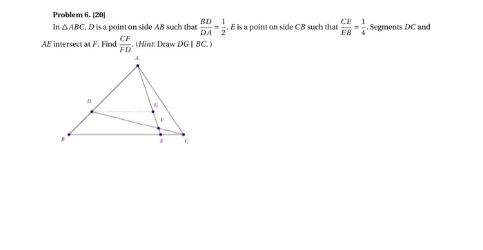 Solved In Delta ABC, D is a point on side AB such that BD/DA | Chegg.com