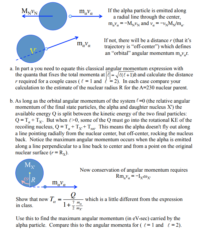 If the alpha particle is emitted along a radial line | Chegg.com