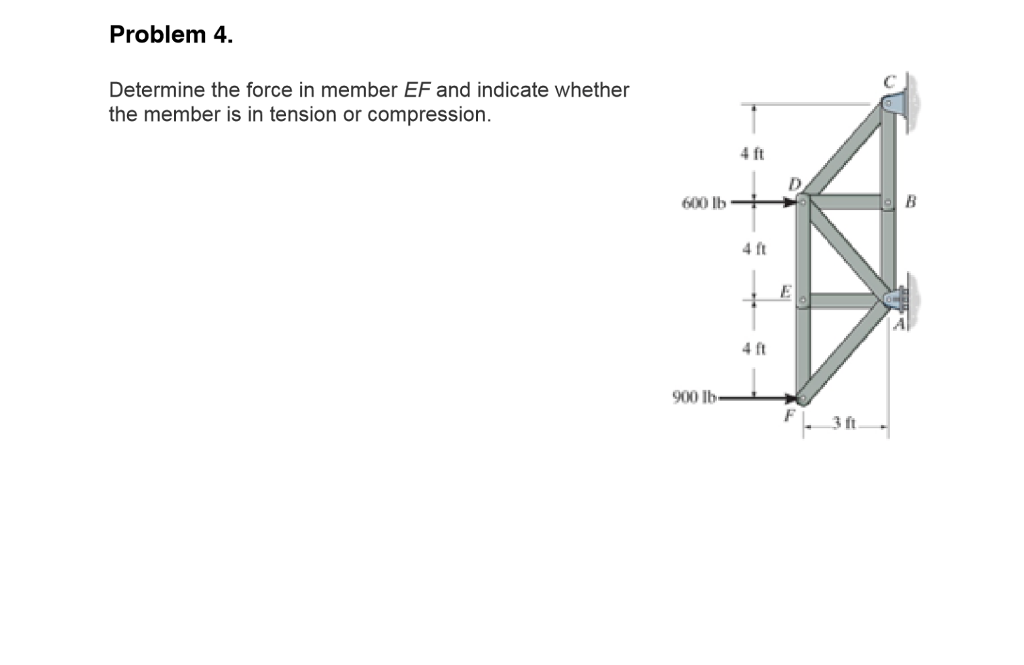 Solved Determine the force in member EF and indicate whether | Chegg.com