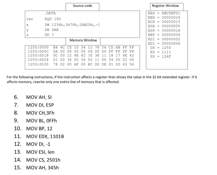 Solved For the following instructions, if the instruction | Chegg.com