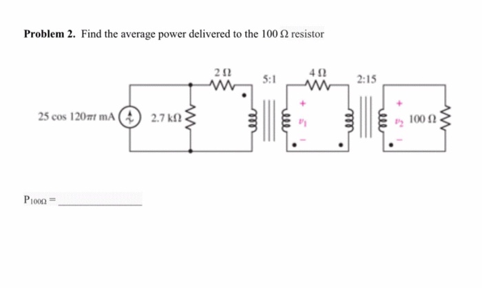 Solved Find the average power delivered to the 100 ohm | Chegg.com
