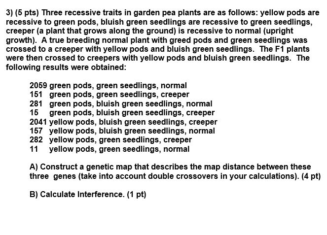 Solved 3) (5 pts) Three recessive traits in garden pea | Chegg.com