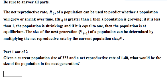 Solved Be sure to answer all parts. The net reproductive | Chegg.com