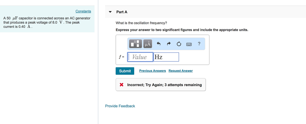 Solved Constants Part A A 50 HF capacitor is connected | Chegg.com