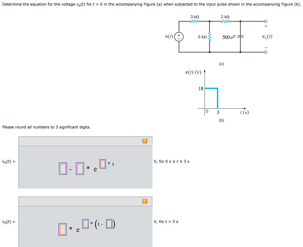 Solved Determine the equation for the voltage vo(t) for t> 0 | Chegg.com