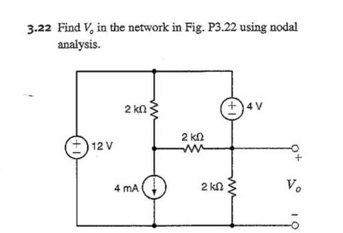 Solved 3.22 Find V, in the network in Fig. P3.22 using nodal | Chegg.com