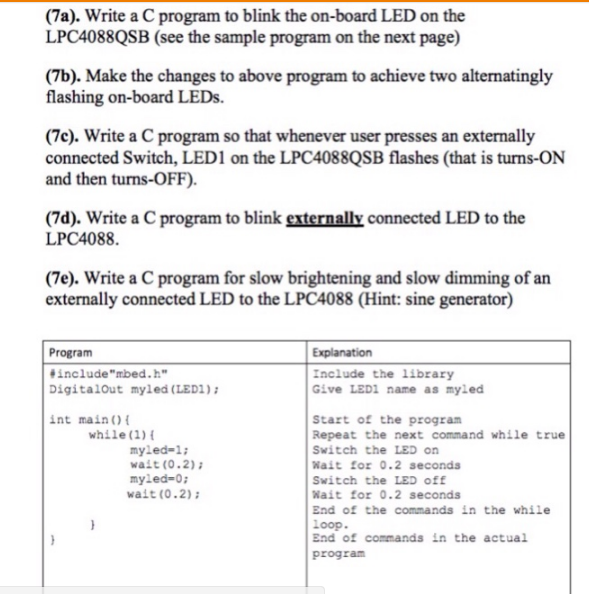 Write a C program to blink the on-board LED on the | Chegg.com