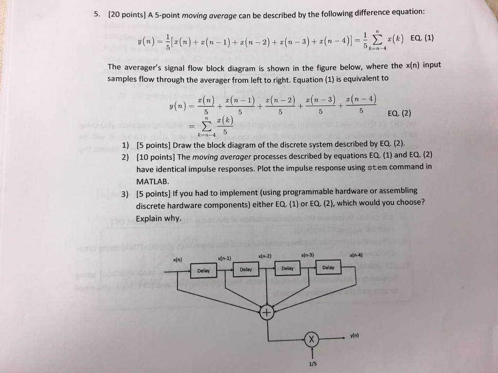 Solved 5. [20 points) A 5-point moving average can be | Chegg.com