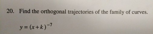 Solved Find the orthogonal trajectories of the family of | Chegg.com