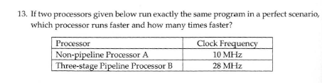 Solved If two processors given below run exactly the same | Chegg.com