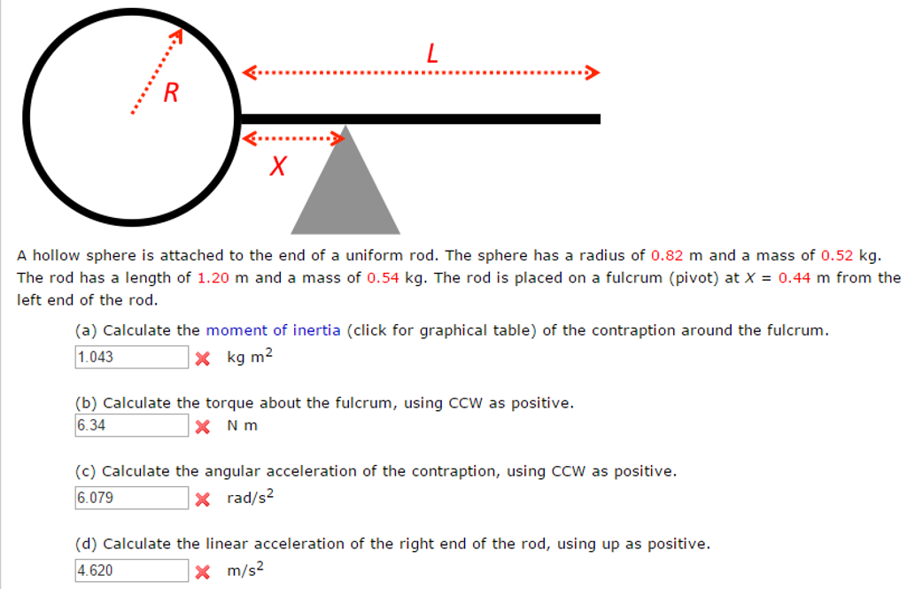 Solved A hollow sphere is attached to the end of a uniform | Chegg.com Solved A hollow sphere is attached to the end of a uniform | Chegg.com