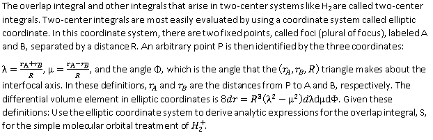The overlap integral and other integrals that arise | Chegg.com