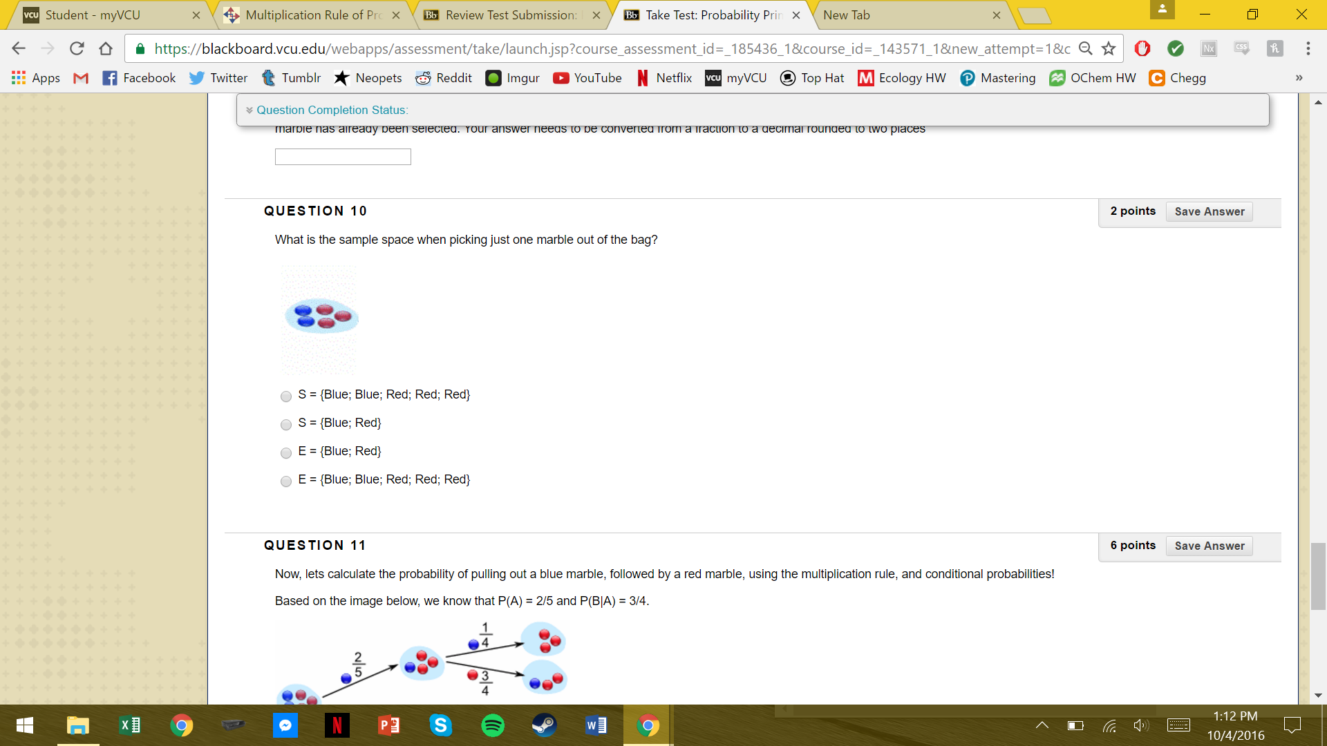 (Solved) - Student - MyVCU Multiplication Rule Of Pr × DS Review Test ...
