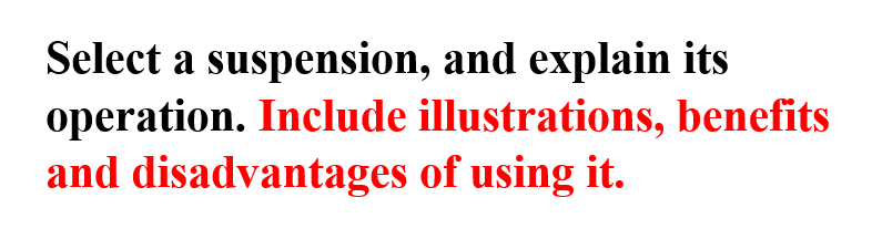 Solved Select a suspension, and explain its operation. | Chegg.com