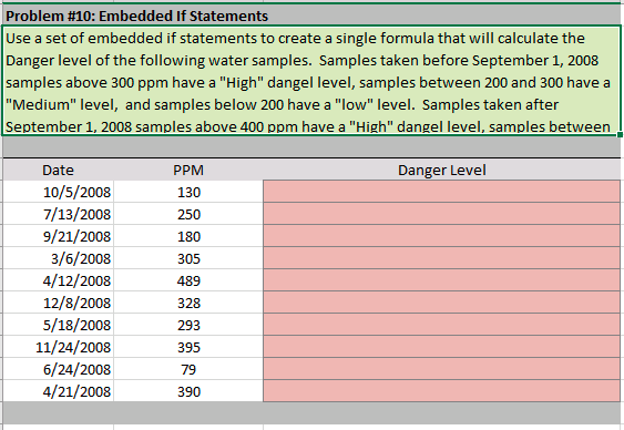 Solved Excel Problem. Prease provide a function that will | Chegg.com