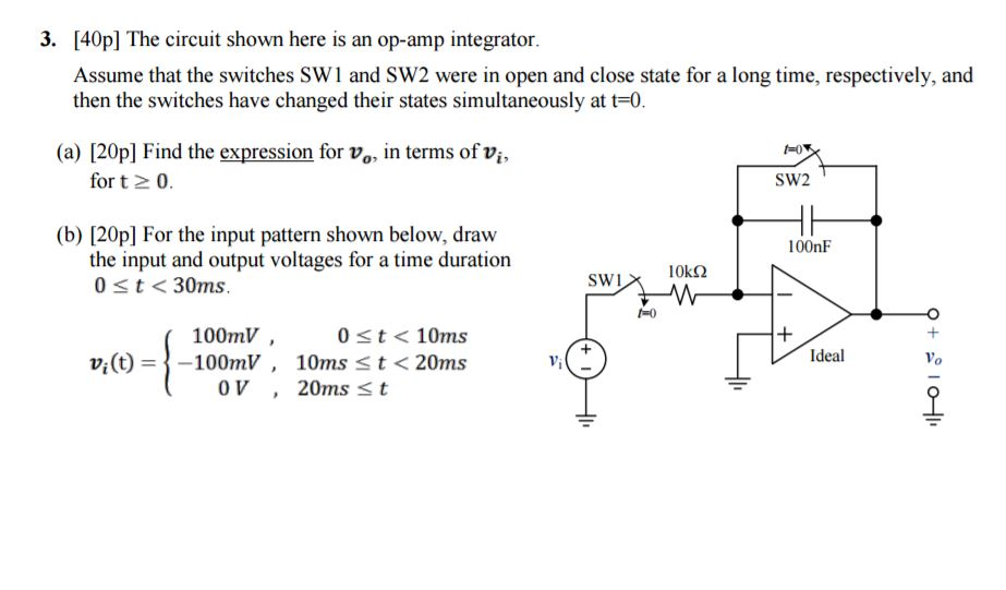 Solved The circuit shown here is an op-amp integrator. | Chegg.com