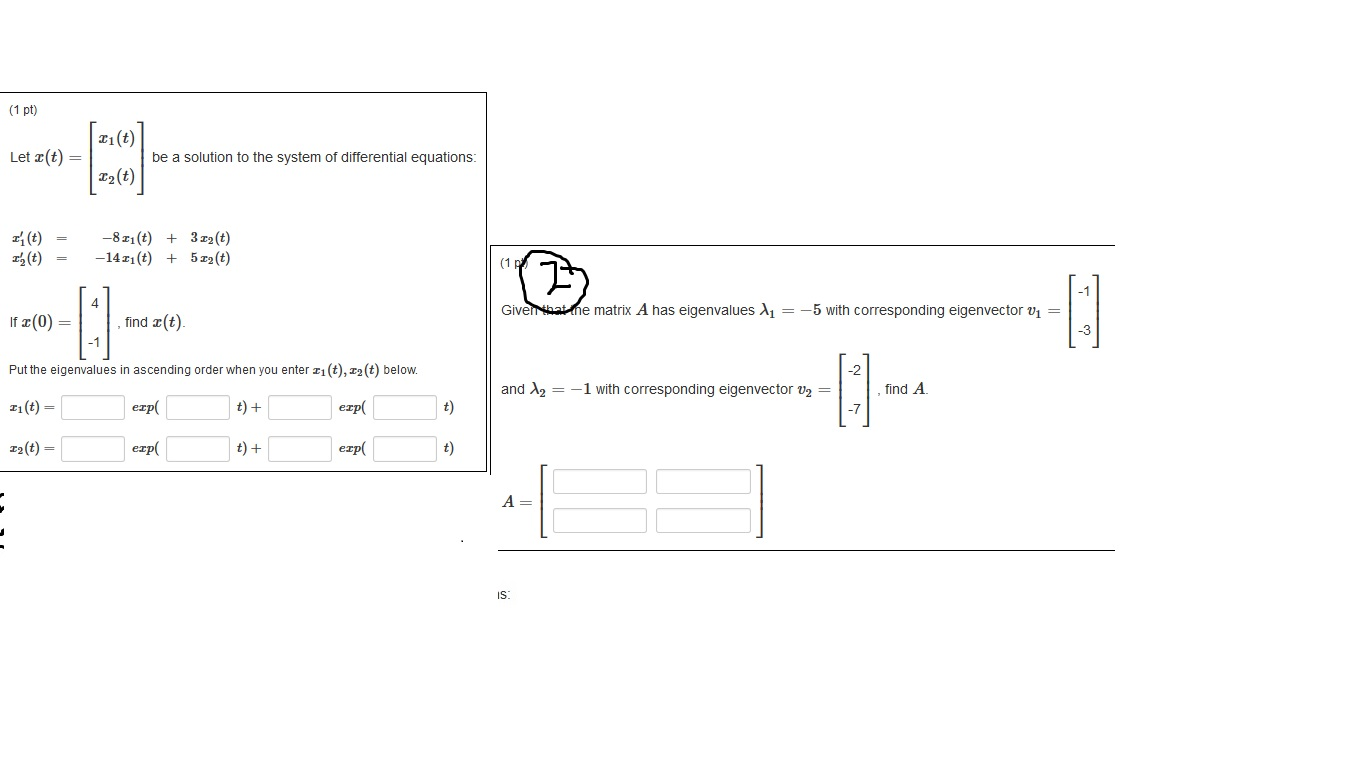 Solved Let x(t) = [x1(t) x2(t)] be a solution to the system | Chegg.com