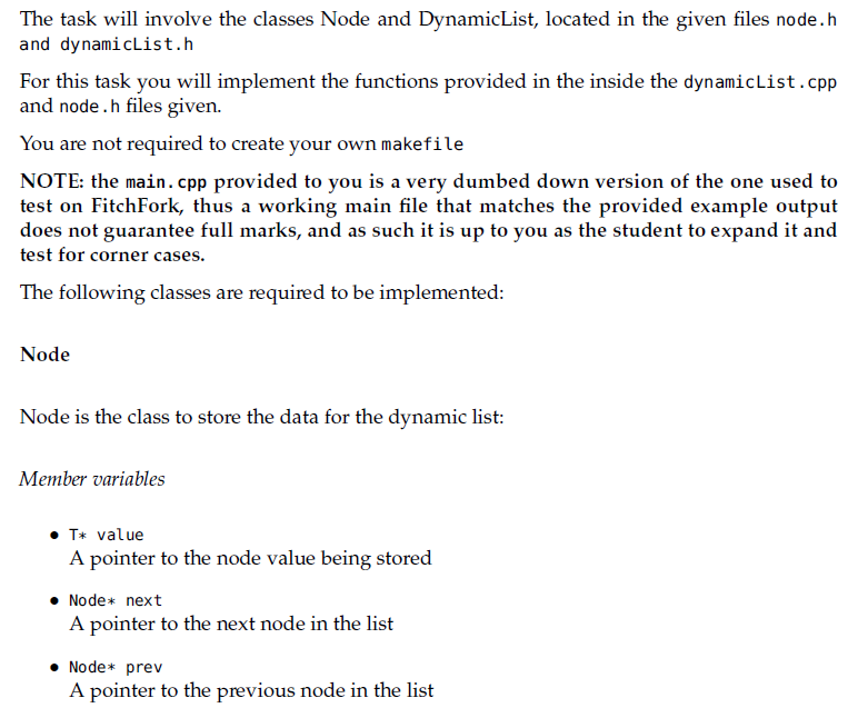 The Task Will Involve The Classes Node And