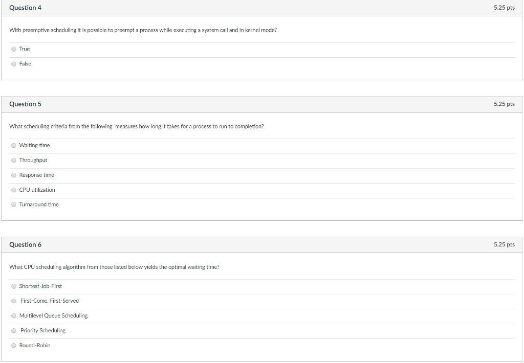 Solved Question 1 5.25 pts A computer runs a round robin | Chegg.com